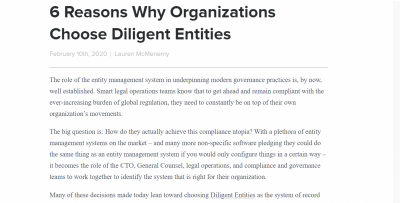 6 Reasons Why Organizations Choose Diligent Entities | DemandTalk