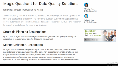 2020 Magic Quadrant for Data Quality Solutions (Watson Knowledge Catalog) | DemandTalk
