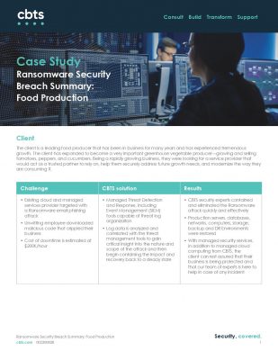 Ransomware Security Breach Summary: Food Production Whitepaper ...