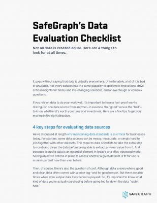 SafeGraph’s Data Evaluation Checklist | DemandTalk