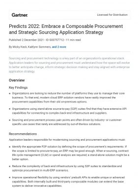 Gartner® Predicts 2022: Embrace a Composable Procurement and Strategic ...