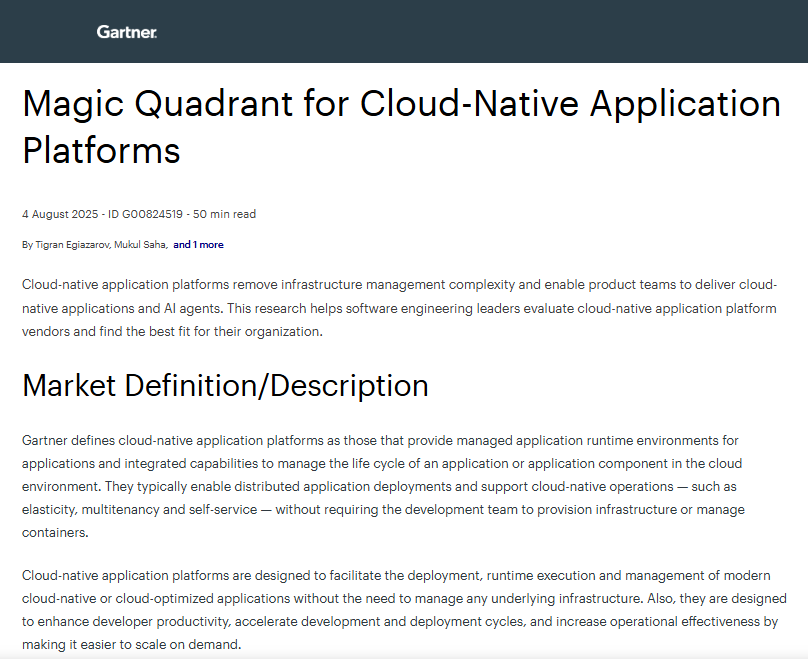 Red Hat a Leader in 2025 Gartner® Magic Quadrant™ for Cloud-Native Application Platforms ...